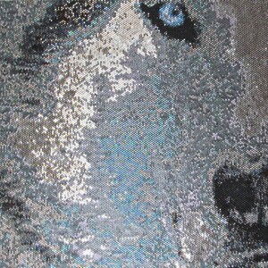 Never on Sunday / White Wolf Delica Seed Bead Tapestry / Framed Fine ...