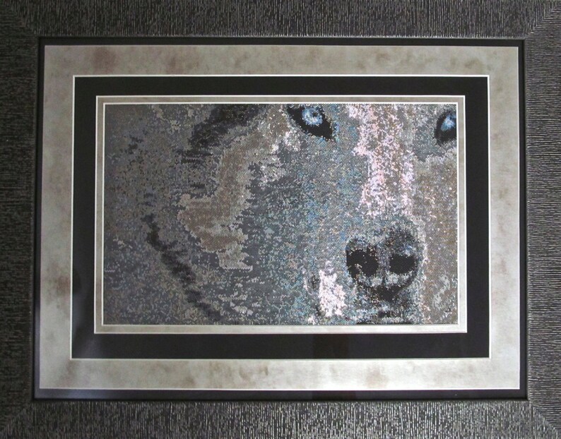 Never on Sunday / White Wolf Delica Seed Bead Tapestry / Framed Fine ...