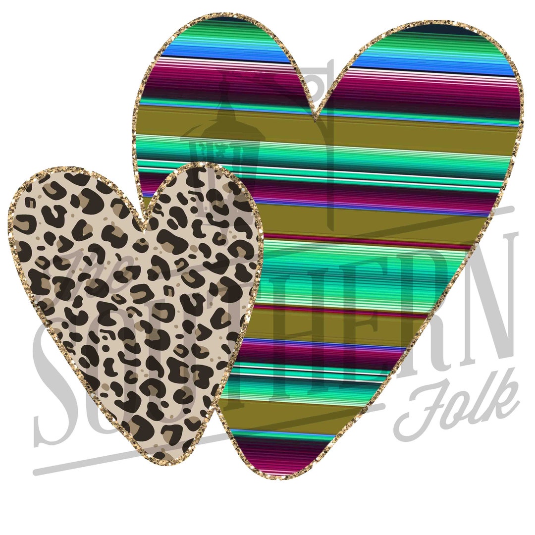 Cheetah and Serape Heart PNG File, Sublimation Designs Downloads ...
