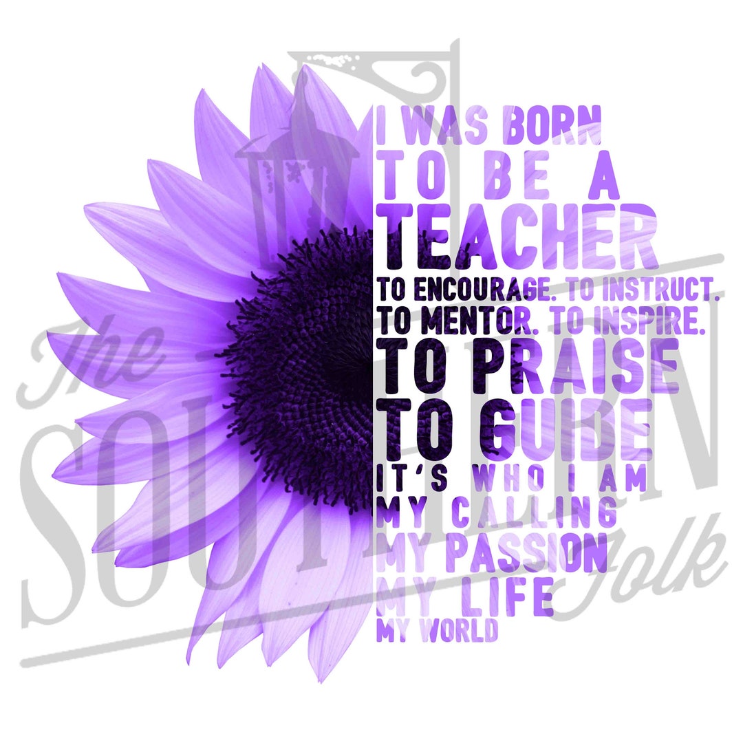 Purple Teacher Sunflower PNG File, Sublimation Design, Digital Download ...