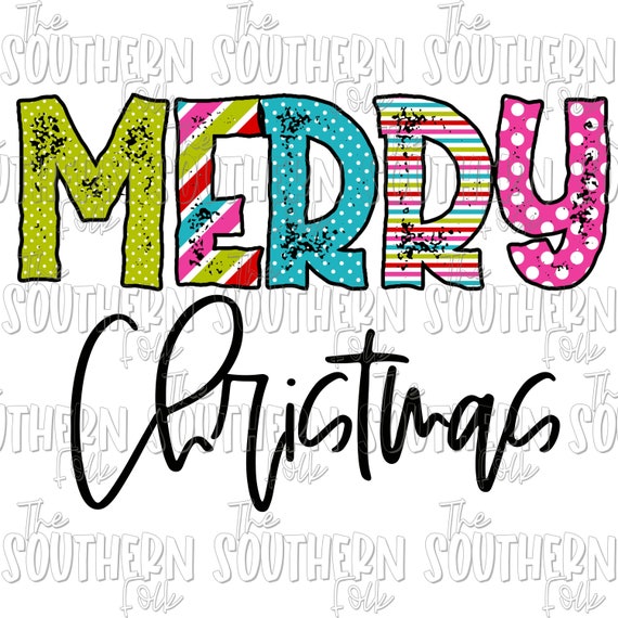 Merry Christmas Sublimation Design PNG File Digital | Etsy