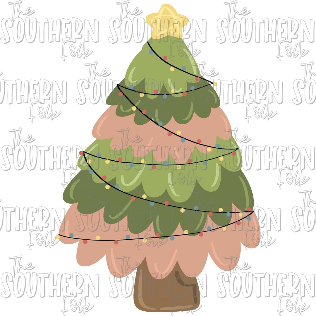 Hand Drawn Christmas Tree PNG File for Sublimation, Digital Download ...