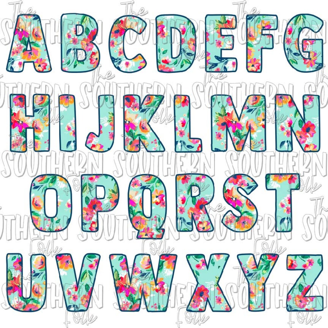 Floral Alphabet 26 Letters PNG File Sublimation Digital - Etsy