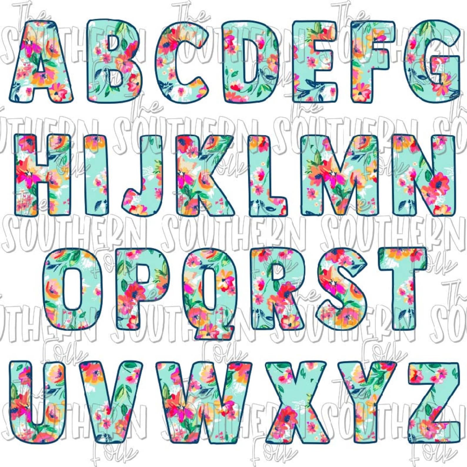 Floral Alphabet 26 Letters PNG File Sublimation Digital - Etsy