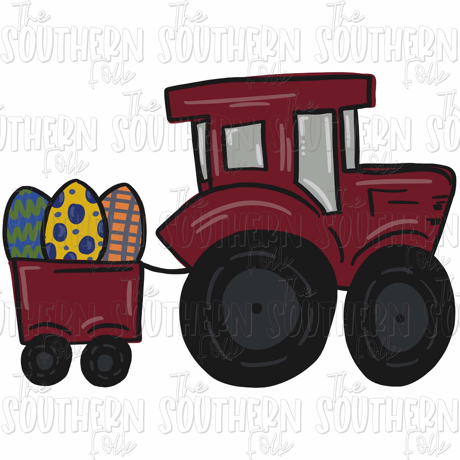 Hand Drawn Easter Tractor PNG File Sublimation Design | Etsy