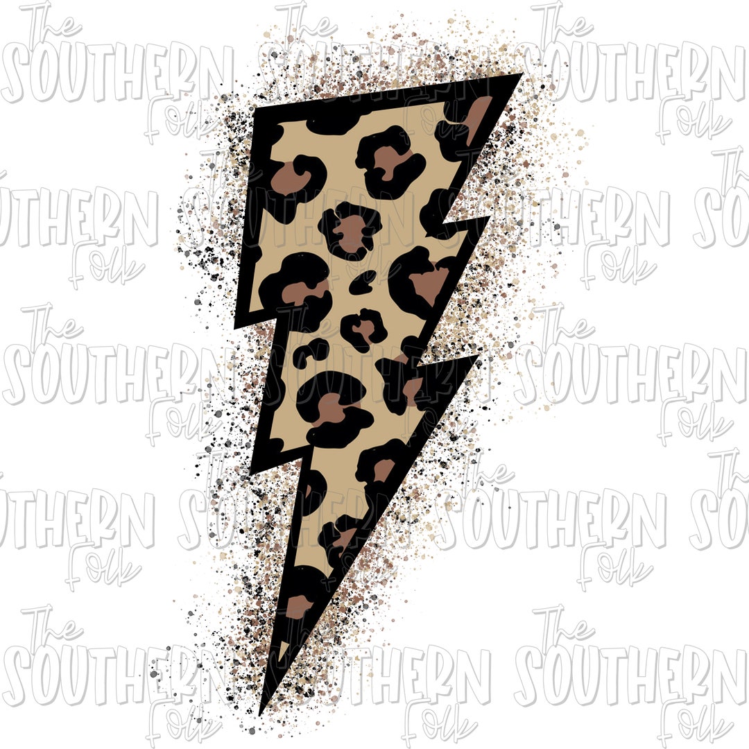 Cheetah Print Lightning Bolt PNG File, Sublimation Designs Downloads ...