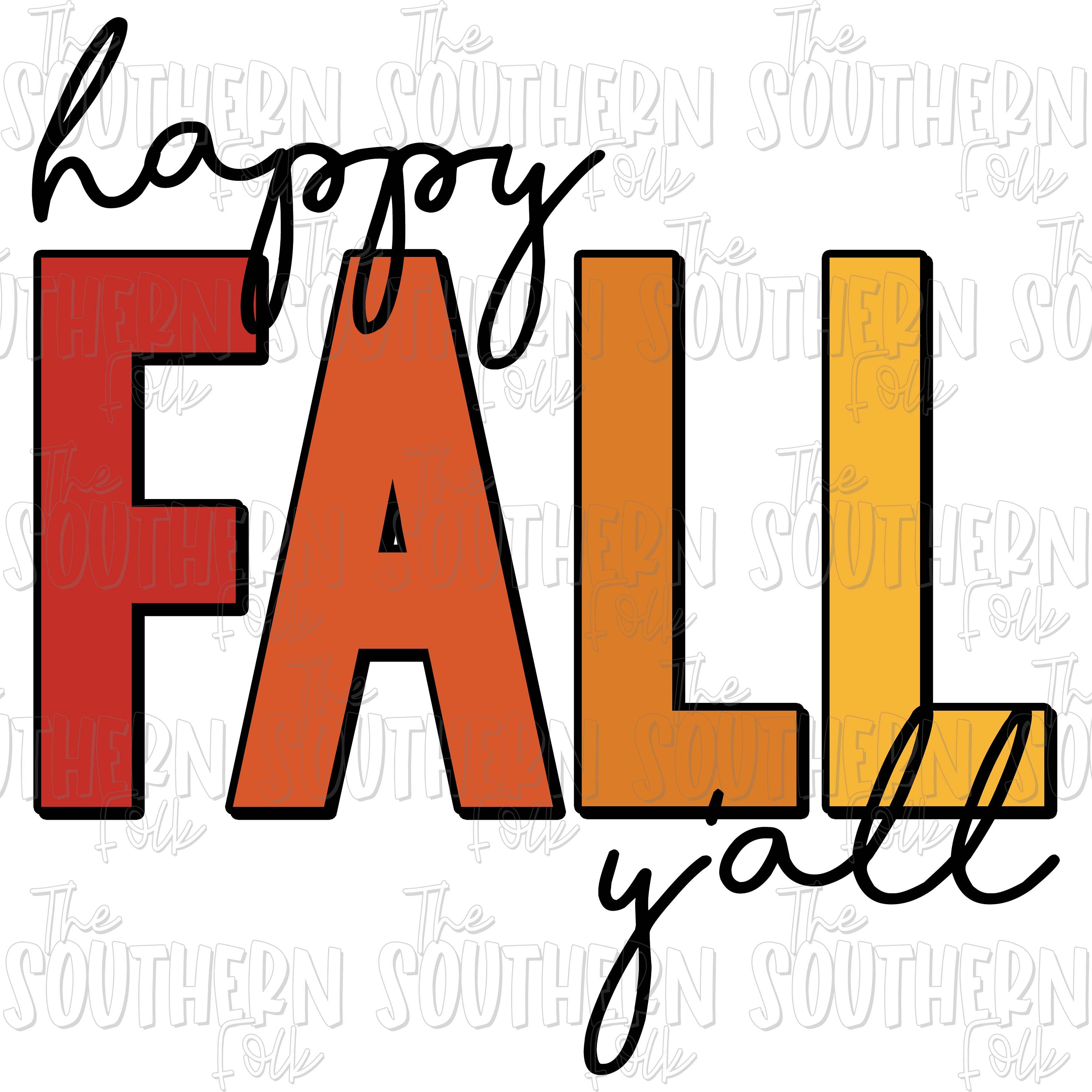 Happy Fall Y'all PNG File Sublimation Design Digital | Etsy