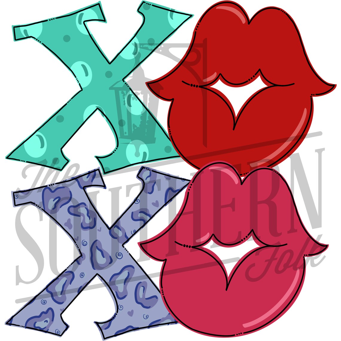 Hand Drawn XOXO Lips PNG File, Sublimation Designs Downloads, Digital ...