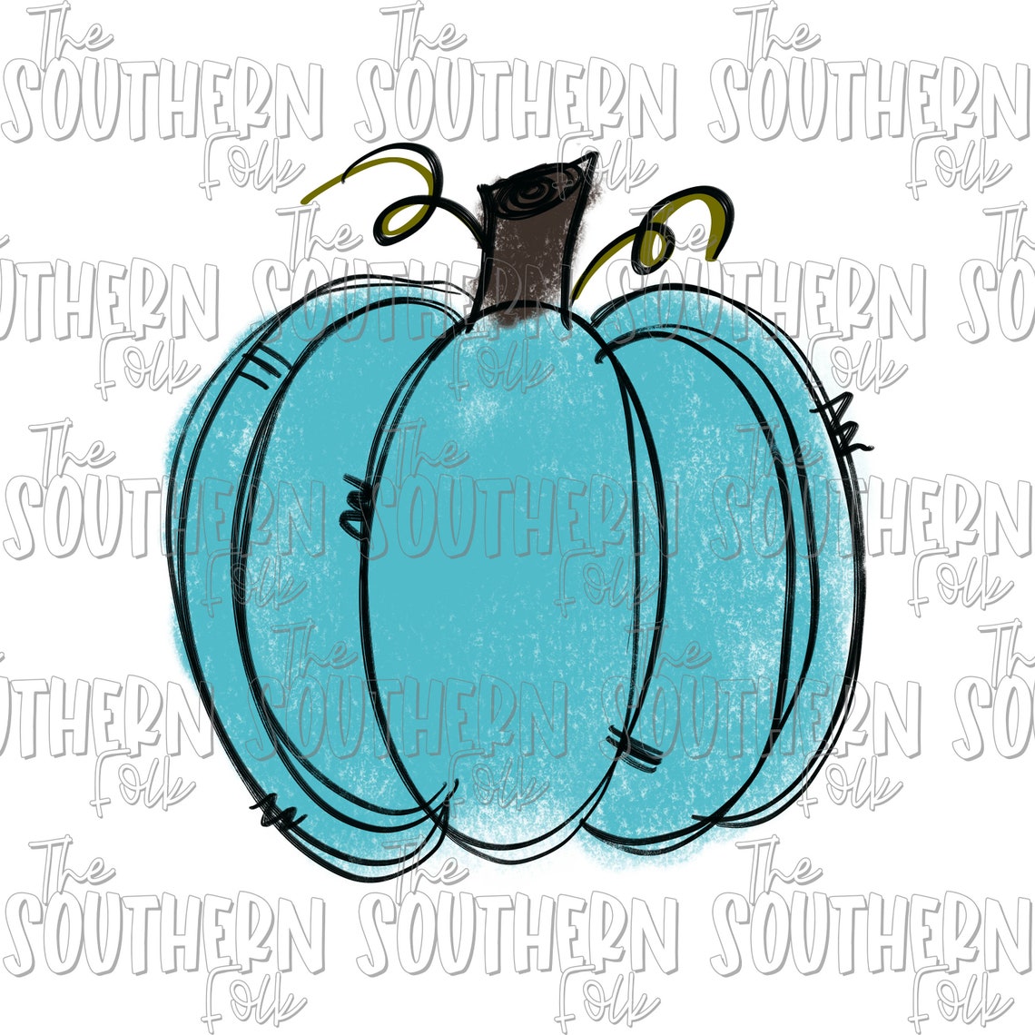 Hand Drawn Blue Doodle Pumpkin Sublimation Design PNG File - Etsy