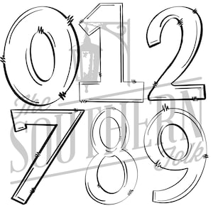Hand Drawn Number Outlines 0-9 TRANSPARENT Inside PNG - Etsy