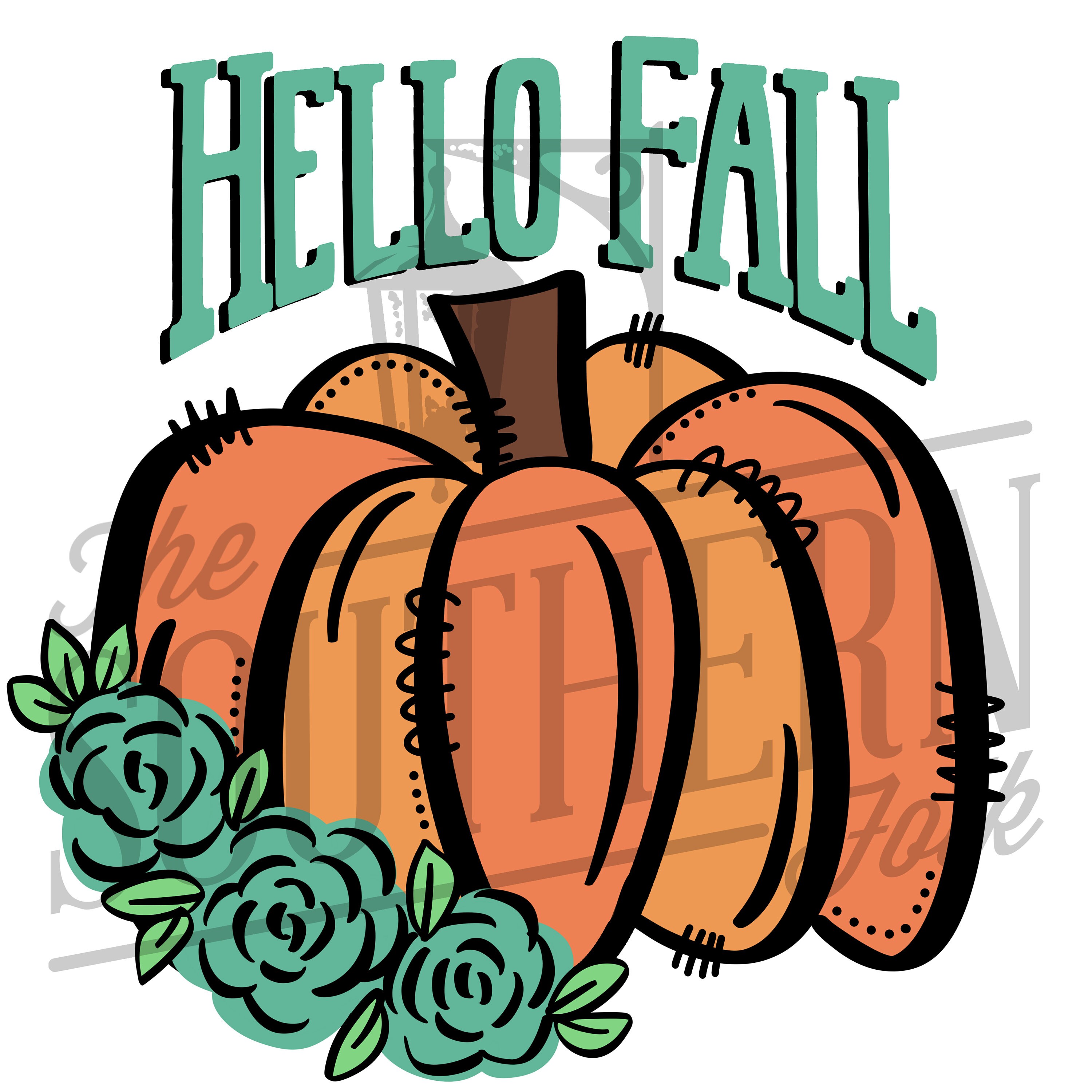 Hand Drawn Hello Fall PNG File Sublimation Design Digital | Etsy