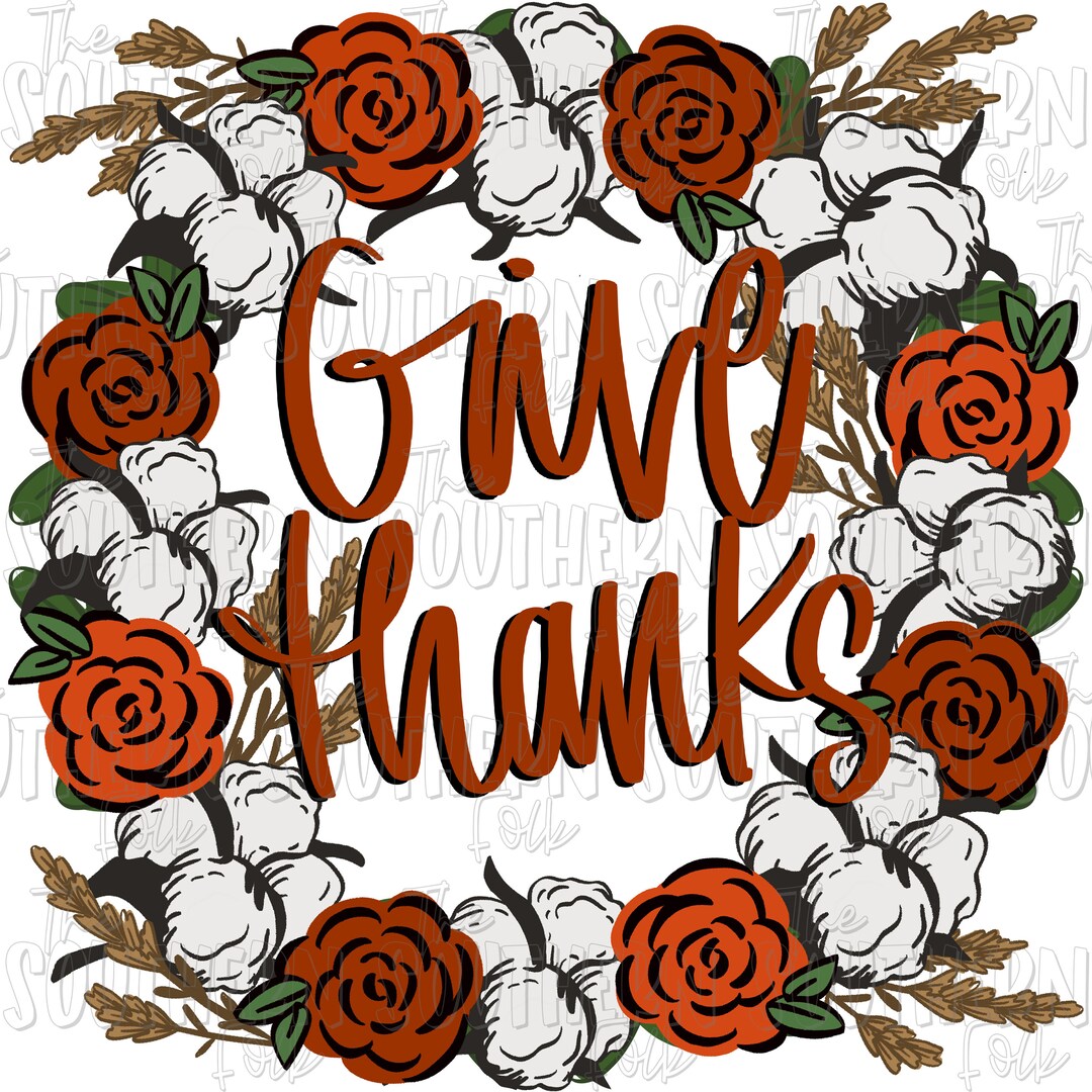 Give Thanks Fall Wreath Sublimation Design, PNG File, Digital Download ...