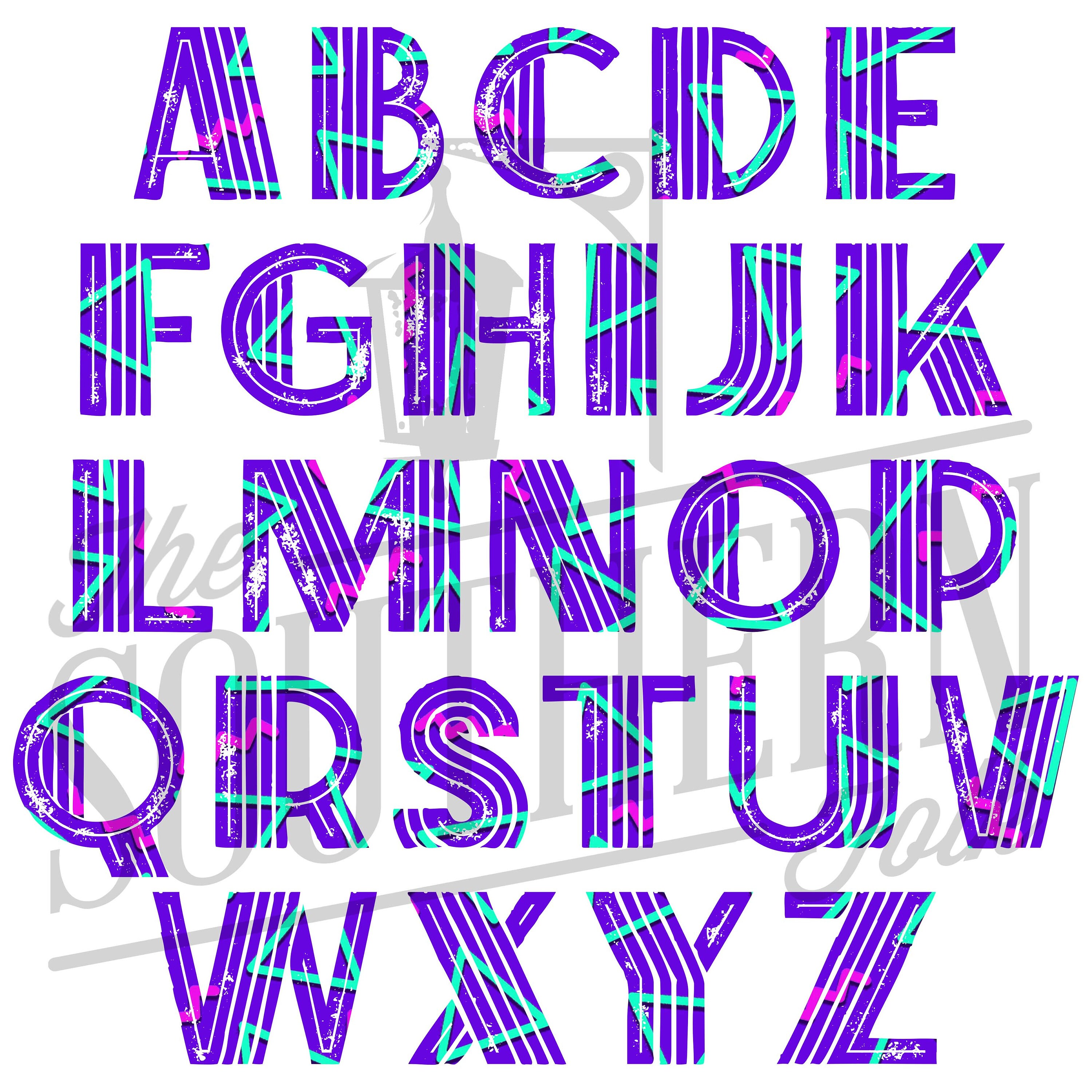 Retro Print Alphabet 26 Letters, PNG File, Sublimation, Digital ...