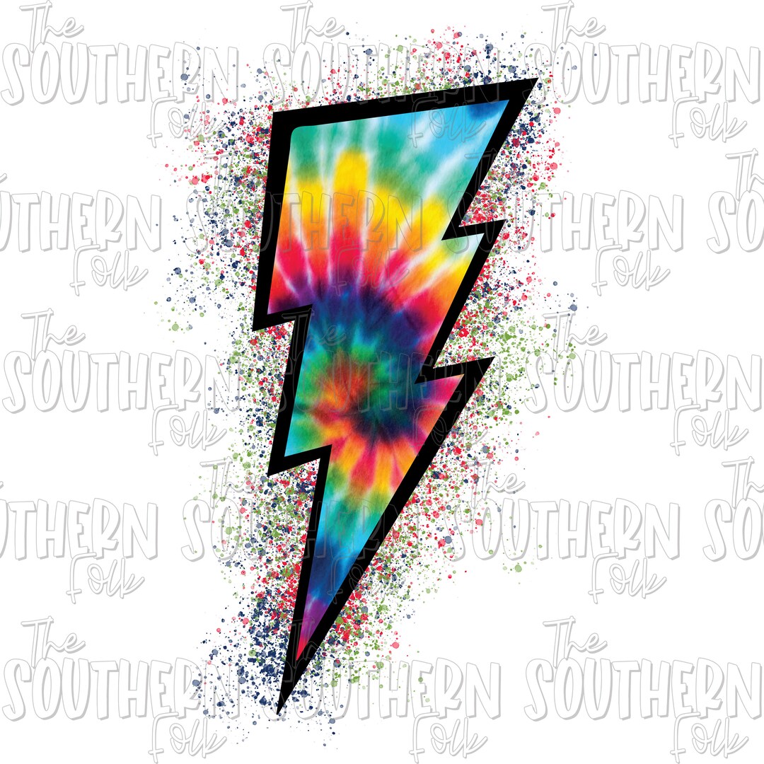 Tie Dye Lighting Bolt PNG File, Sublimation Designs Downloads, Digital ...