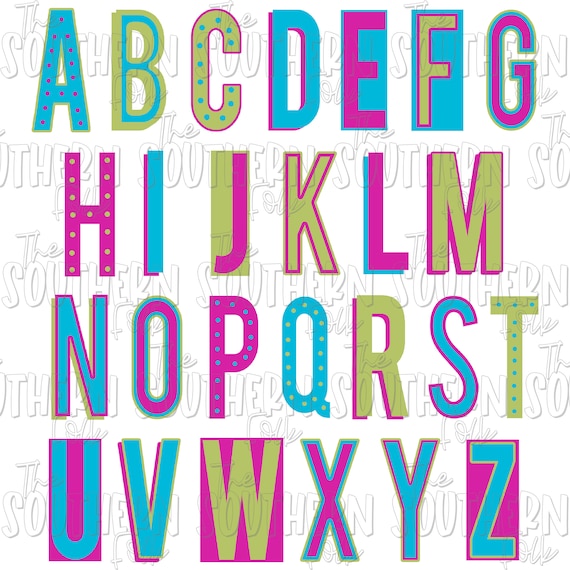 Colorful Alphabet Pack 26 Letters PNG File Sublimation - Etsy