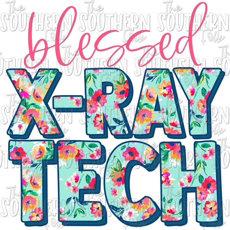 Floral Blessed X-ray Tech PNG File Sublimation Design - Etsy
