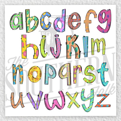 Hand Drawn Alphabet 26 Letters PNG File Sublimation Digital - Etsy