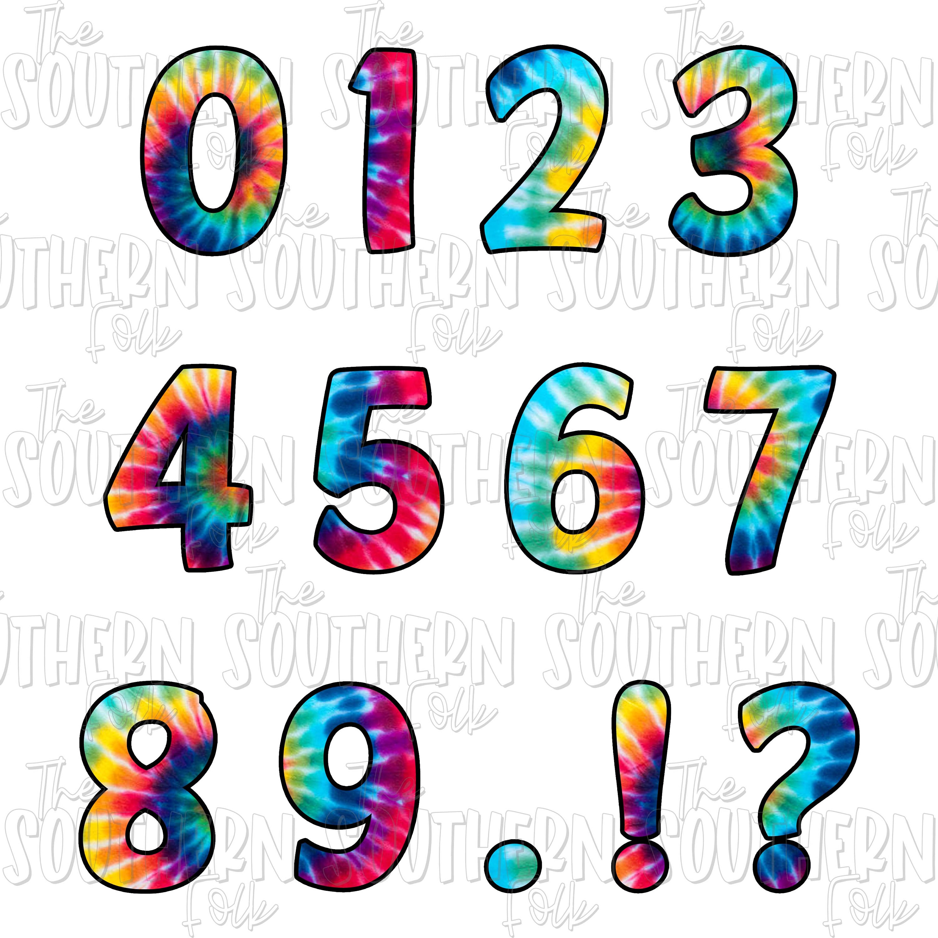 Tie Dye Number Pack PNG File Sublimation Digital Download | Etsy