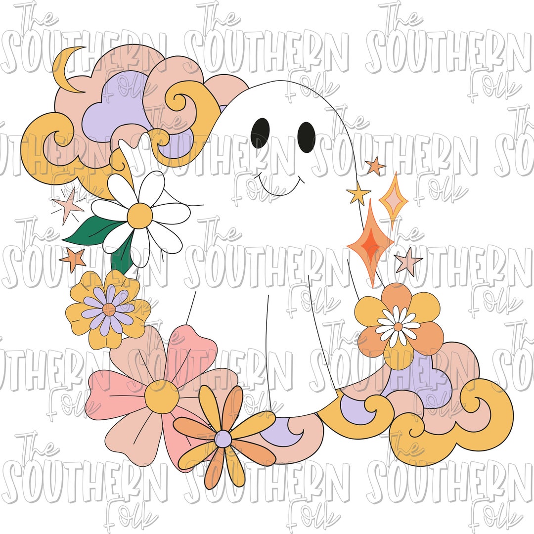 Retro Hippie Ghost PNG File, Digital Download, Sublimation Designs ...