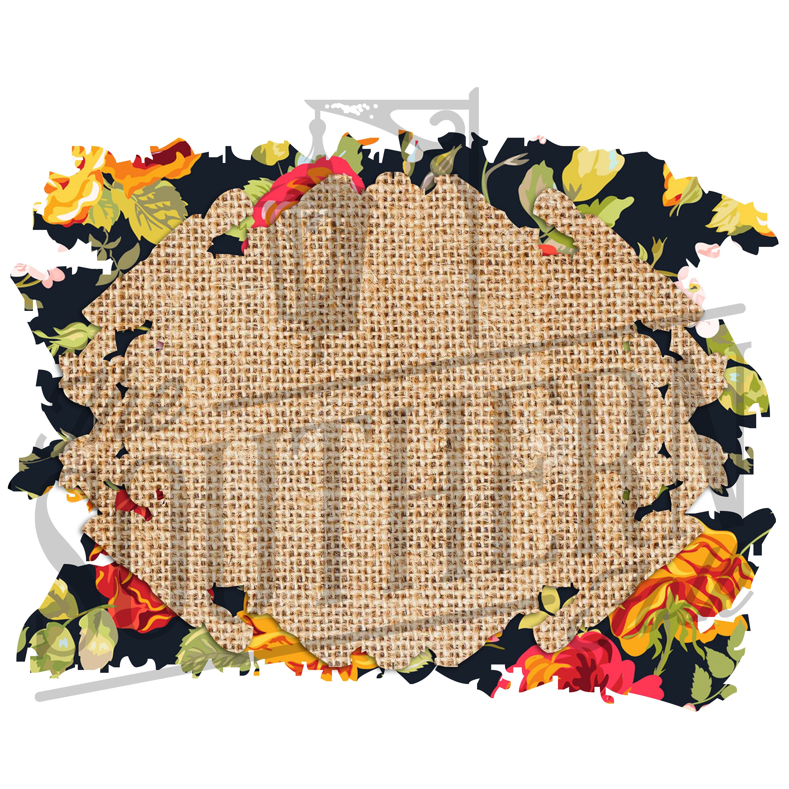 Floral and Burlap Frame, Clipart, PNG File, Sublimation, Design ...