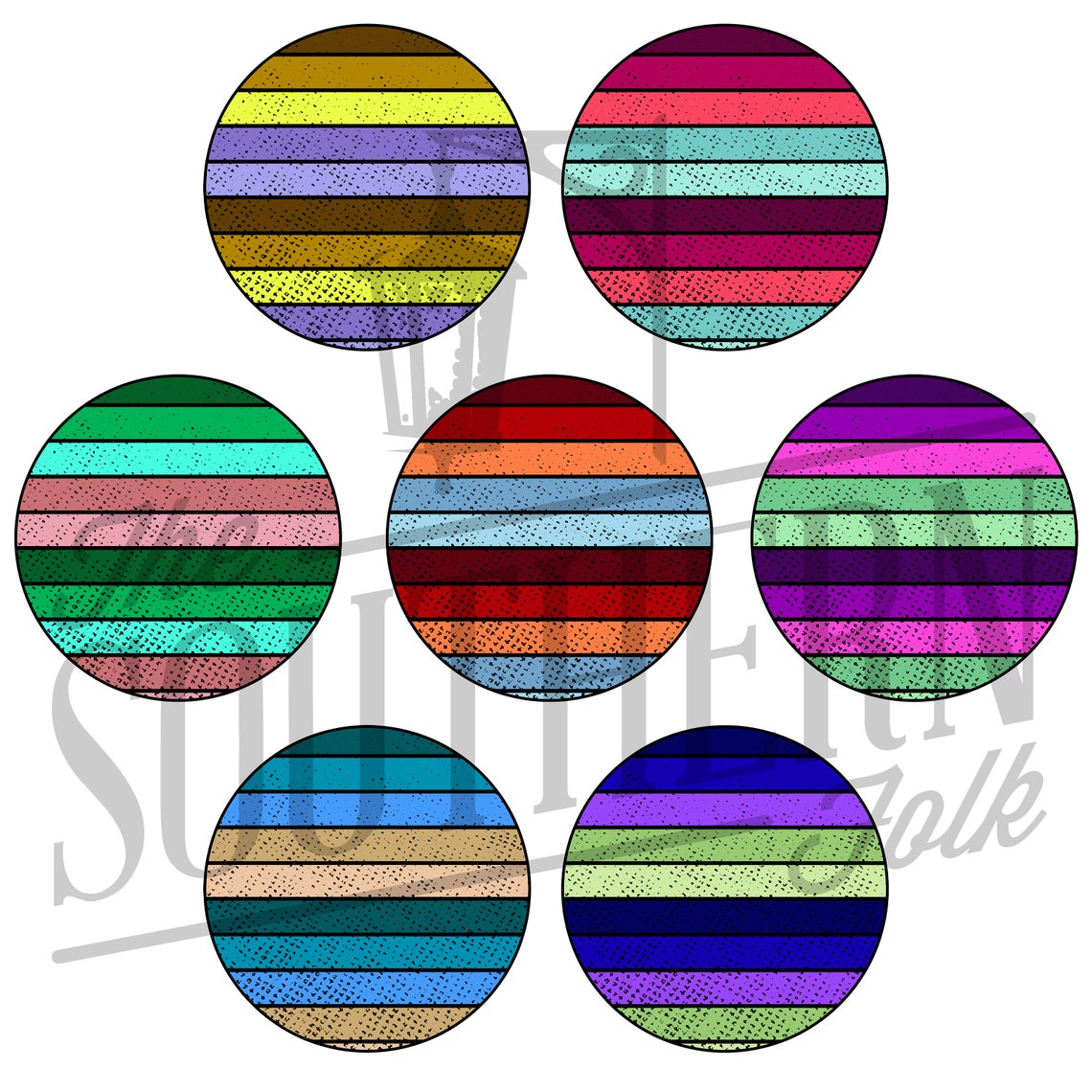 Circle Backgrounds Set of 7 Clipart PNG File Sublimation | Etsy