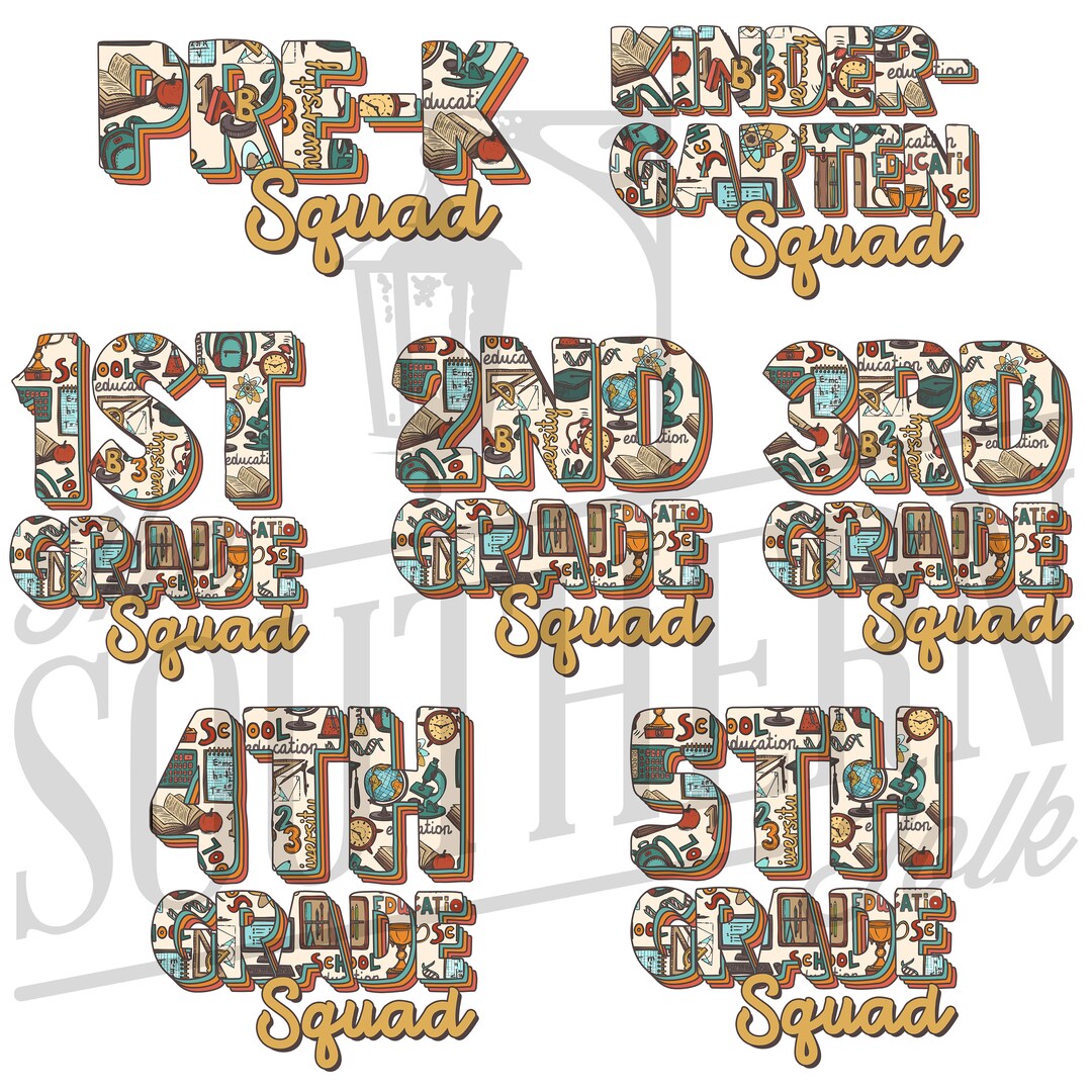 Retro Back to School Bundle PNG File, Sublimation Designs, Digital ...