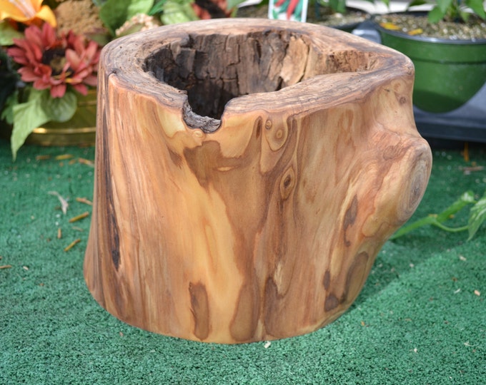 Natural Rustic Log Planter: Wood Pot - Rustic Wedding Decor, Wood ...