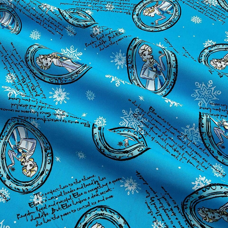 Frozen Fabric, Elsa Fabric, Elsa Framed Farbic, Blue Frozen Fabric ...