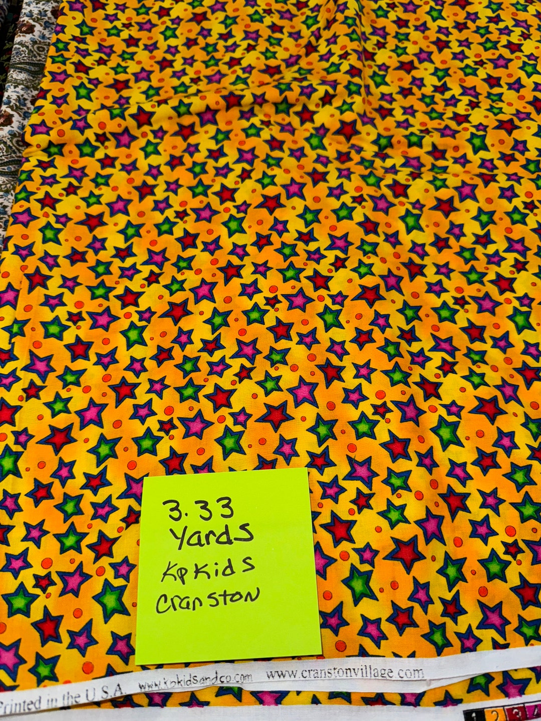 Yellow Stars Fabric VIP Cranston Printworks - Etsy