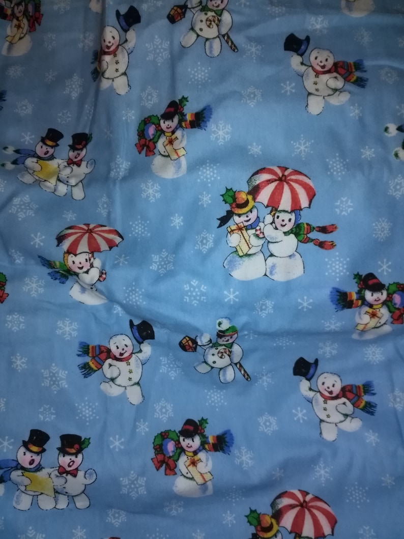 Snowman Christmas Flannel Fabric - Etsy
