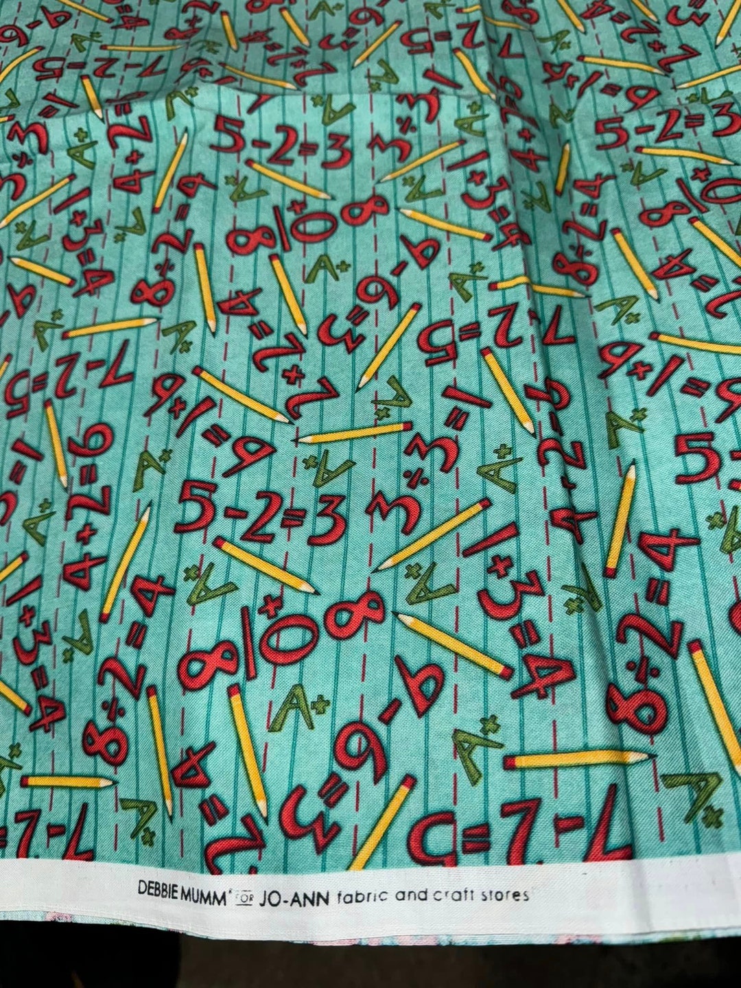 Teal/blue Math Fabric Debbie Mumm for Joann Fabrics - Etsy Canada
