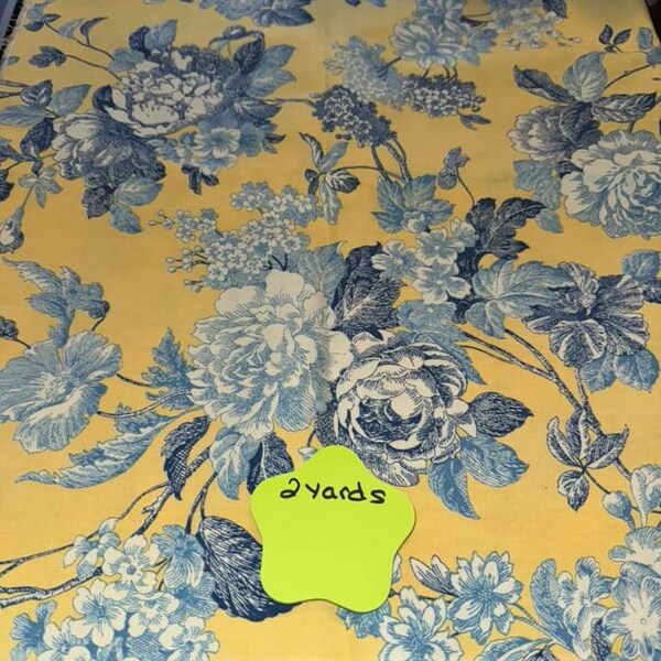 Blue Yellow Fabric - Etsy