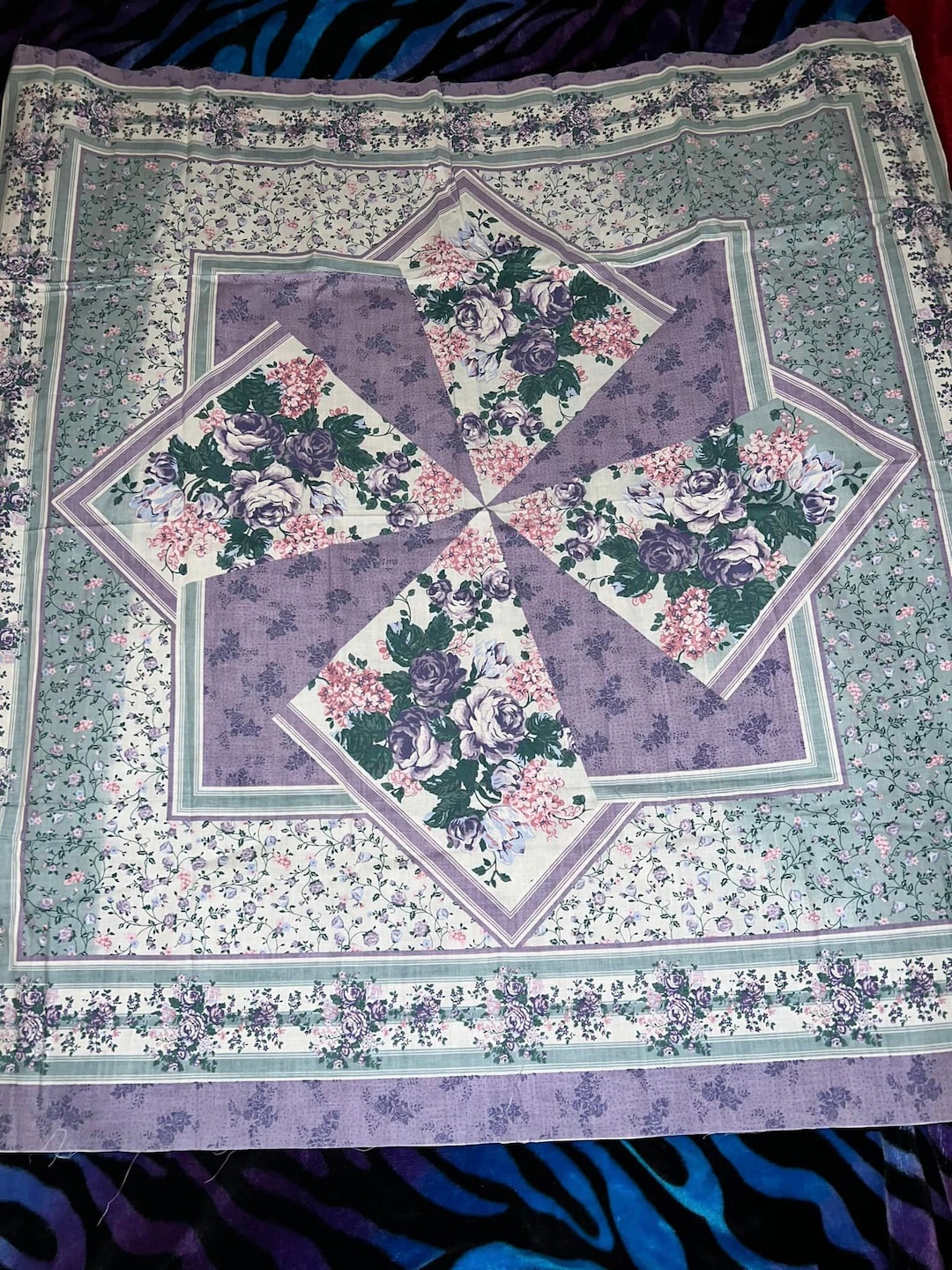 Purple and Pink Flower Quilt Panel - Etsy