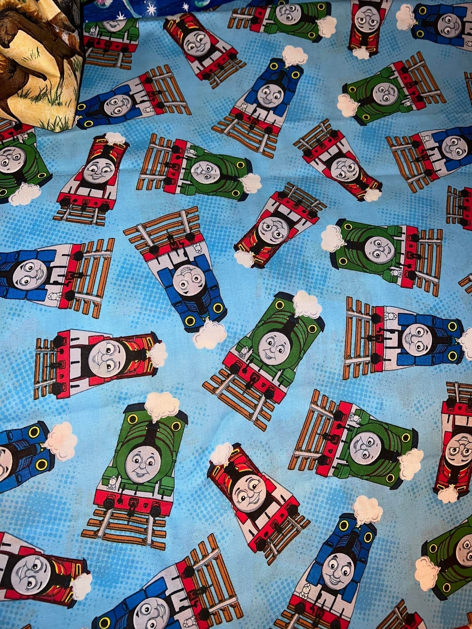 Thomas the Tank Engine Cotton Fabric Friends Toss on Blue - Etsy