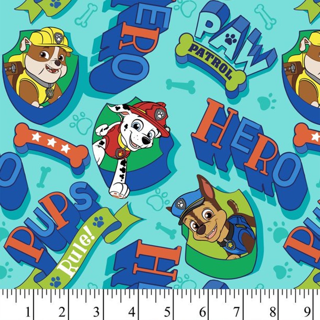 Paw Patrol Chase Teal by David Textiles 1 Yard Fabric Cut - Etsy