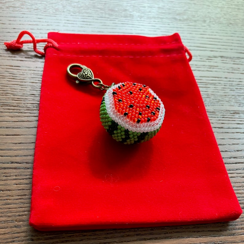 Watermelon Keychain Watermelon Handbag Charm Crochet Beaded - Etsy
