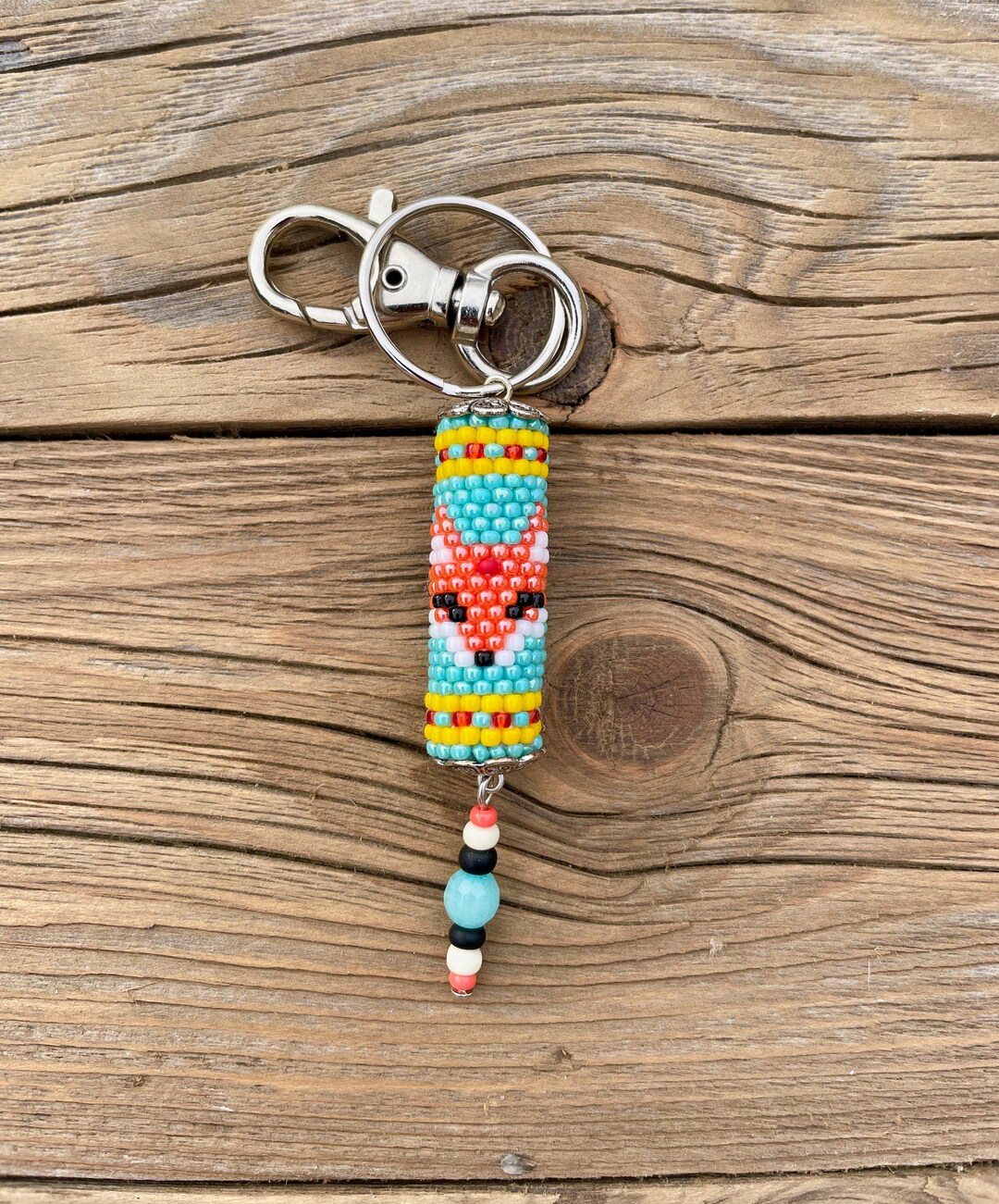 Crochet Beaded Fox Keychain: Animal Handbag Charm - Etsy