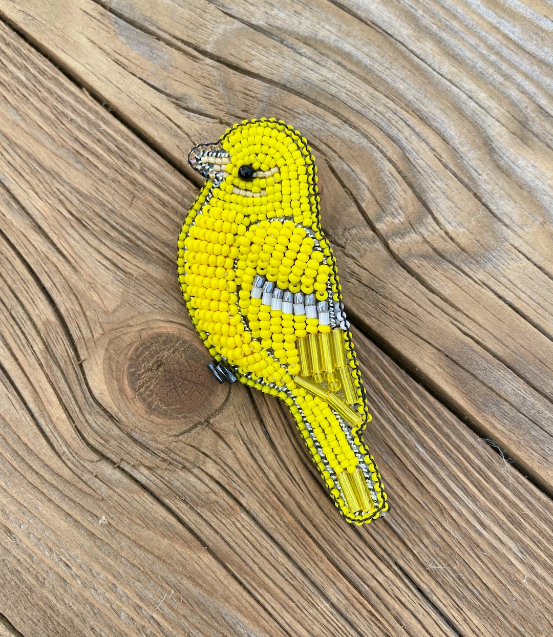 Beaded Canary Bird Brooch: Yellow Bird Pin - Etsy