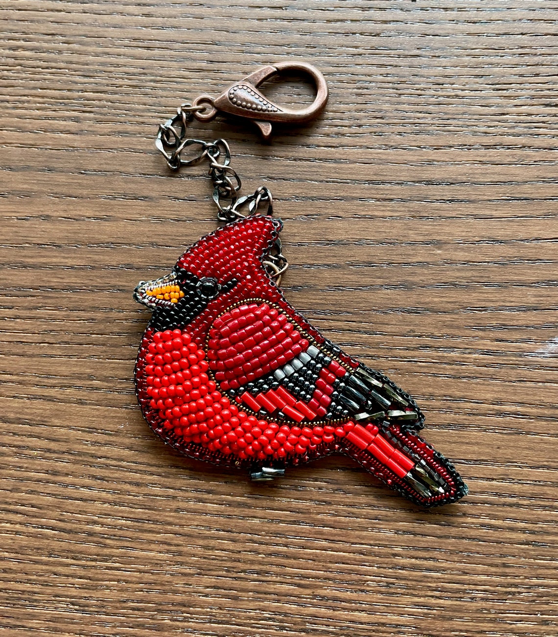 Cardinal Bird Keychain, Cardinal Beaded Bird, Red Bird, Cardinal Bird ...