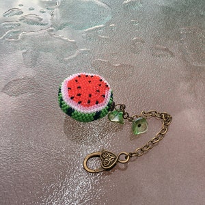 Watermelon Keychain Watermelon Handbag Charm Crochet Beaded - Etsy