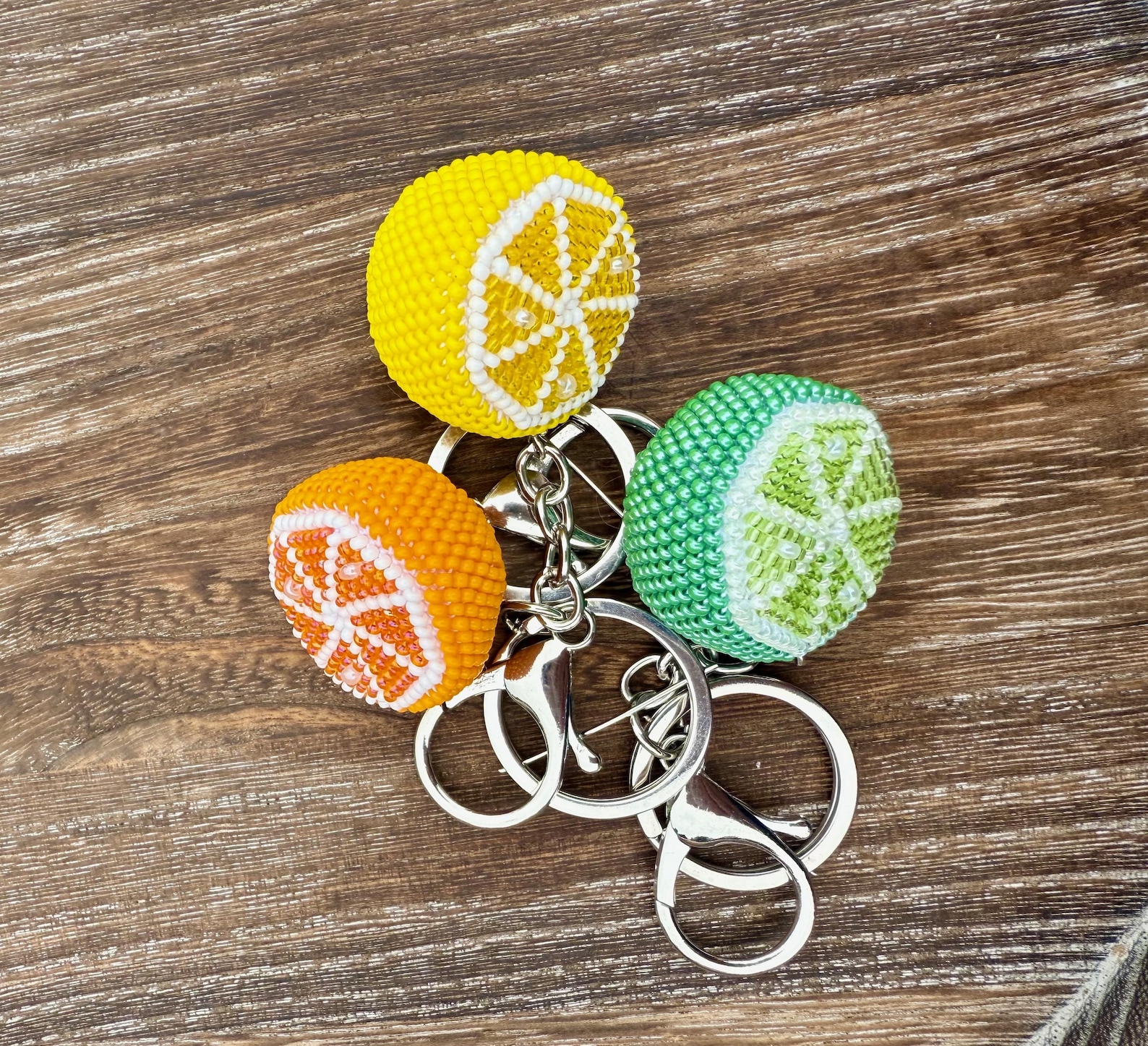 Crochet Lemon Keychain: Beaded Citrus Handbag Charm - Etsy