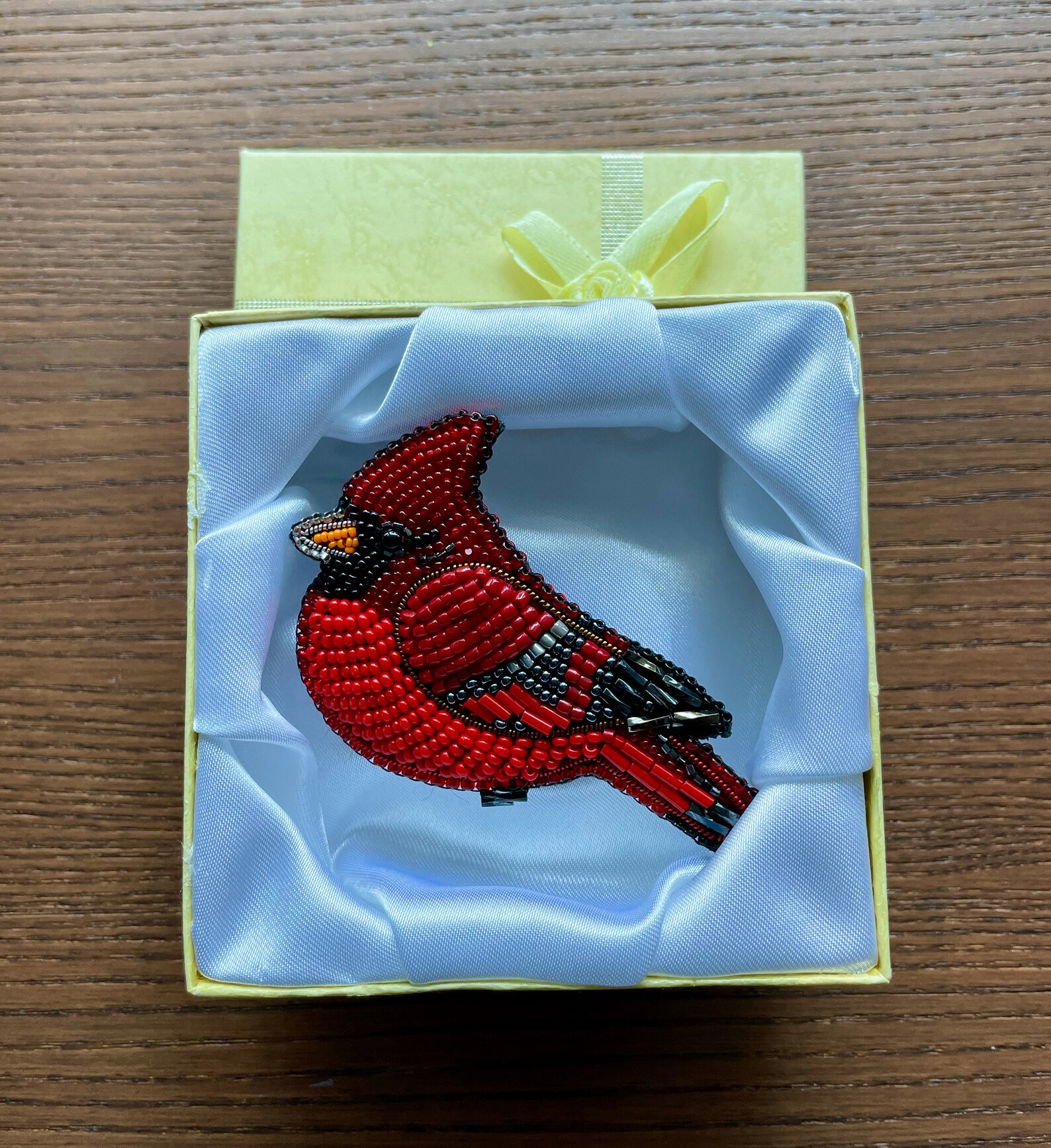 Cardinal Bird Brooch/pin Cardinal Beaded Bird Red Bird - Etsy