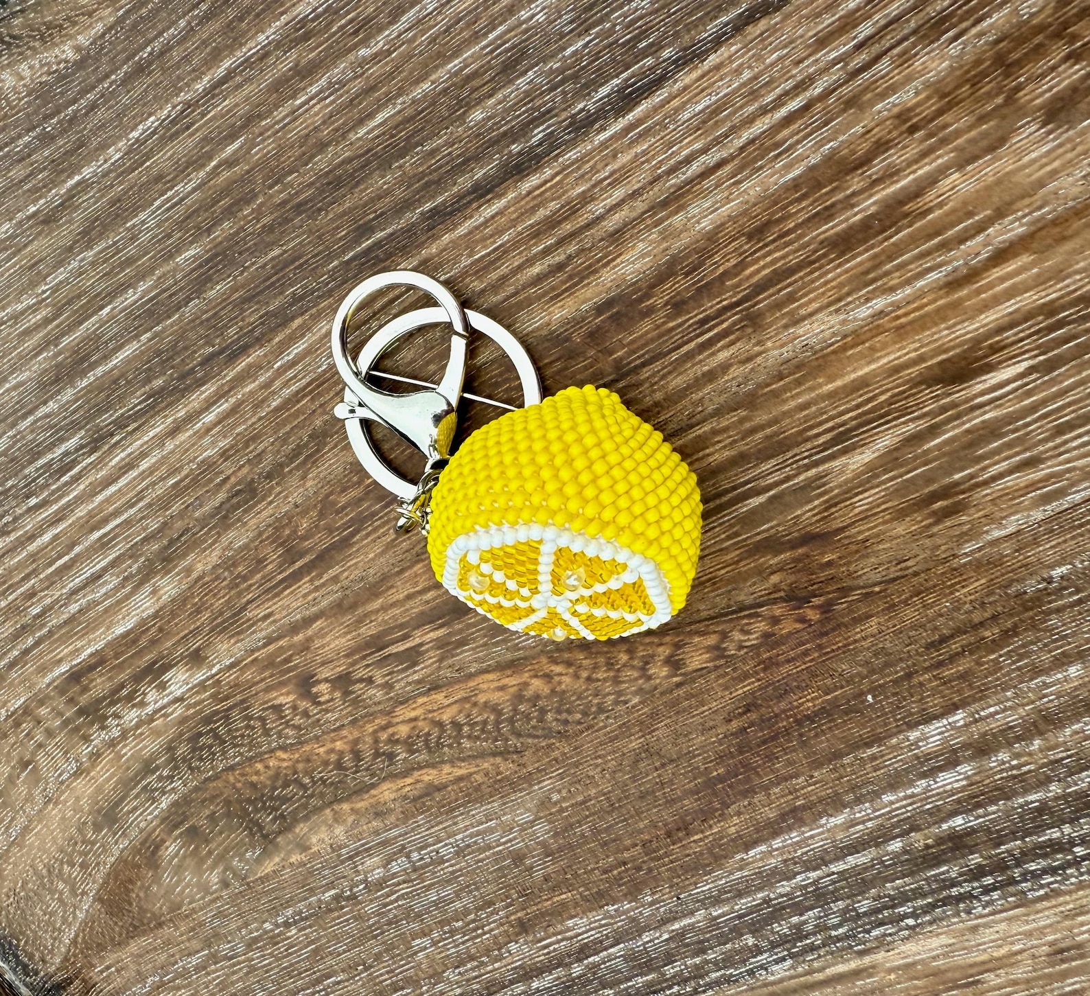 Crochet Lemon Keychain: Beaded Citrus Handbag Charm - Etsy
