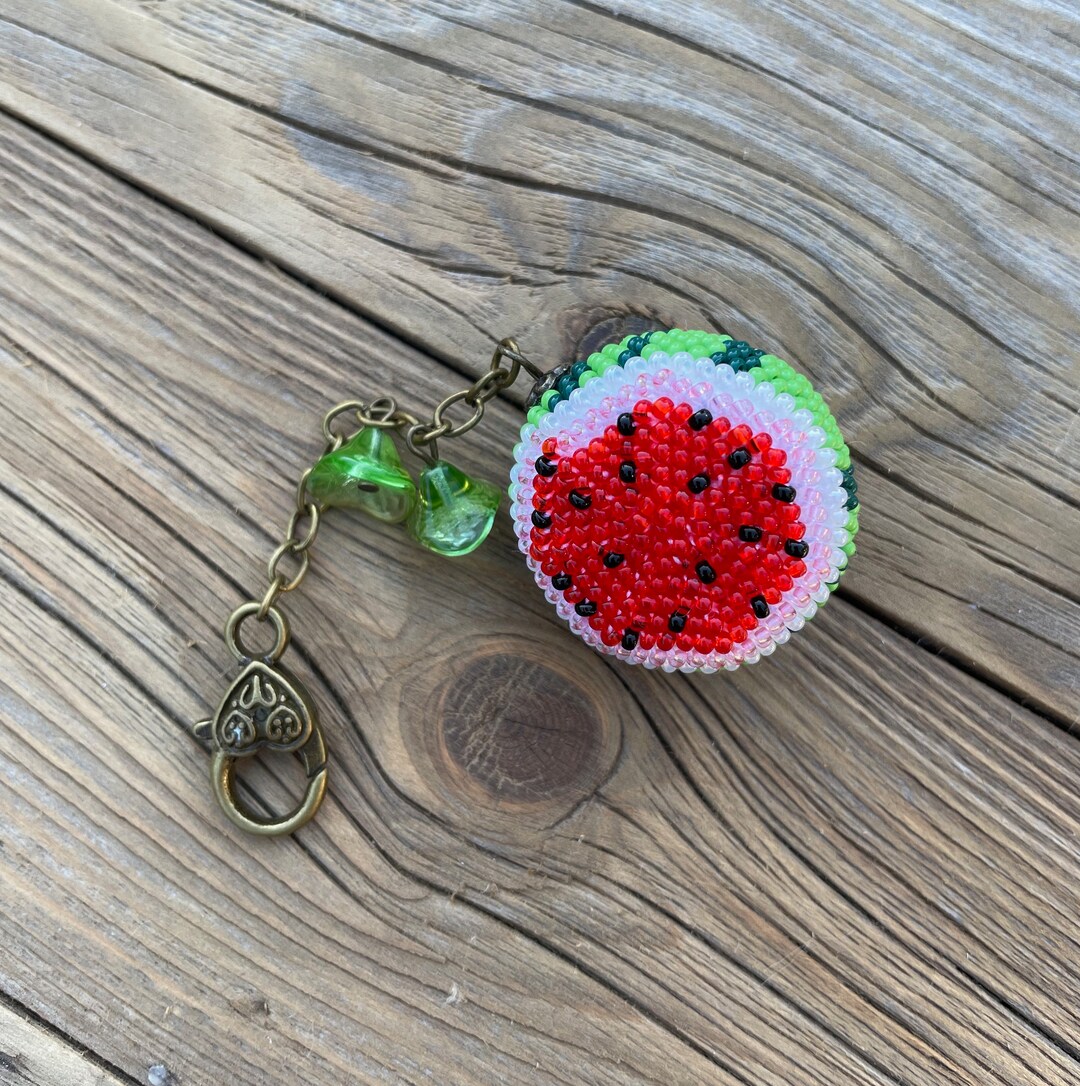 Watermelon Keychain Watermelon Handbag Charm Crochet Beaded - Etsy