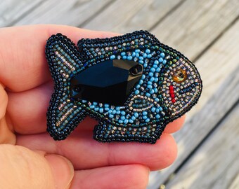 Beaded Fish Brooch | Etsy