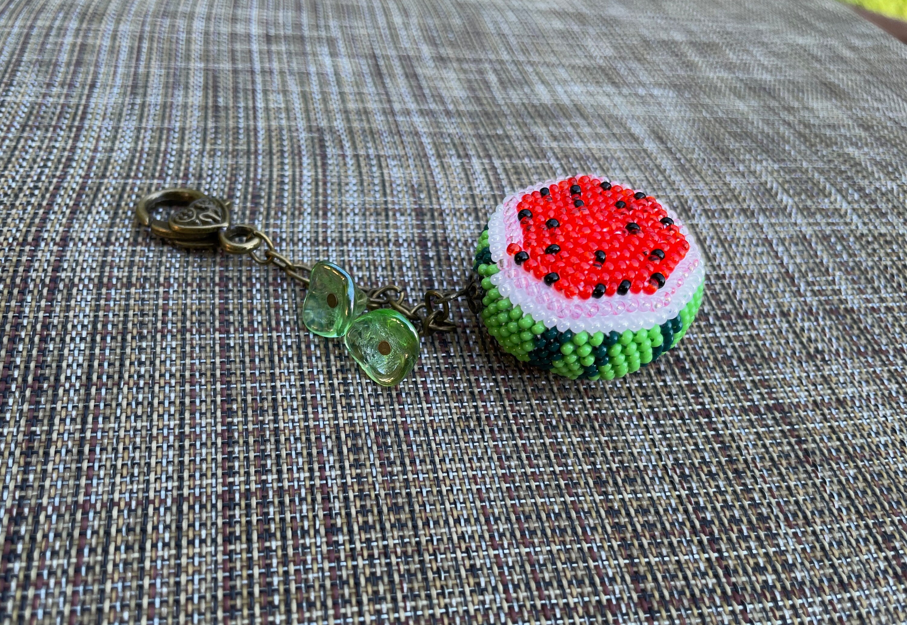Watermelon Keychain Watermelon Handbag Charm Crochet Beaded - Etsy