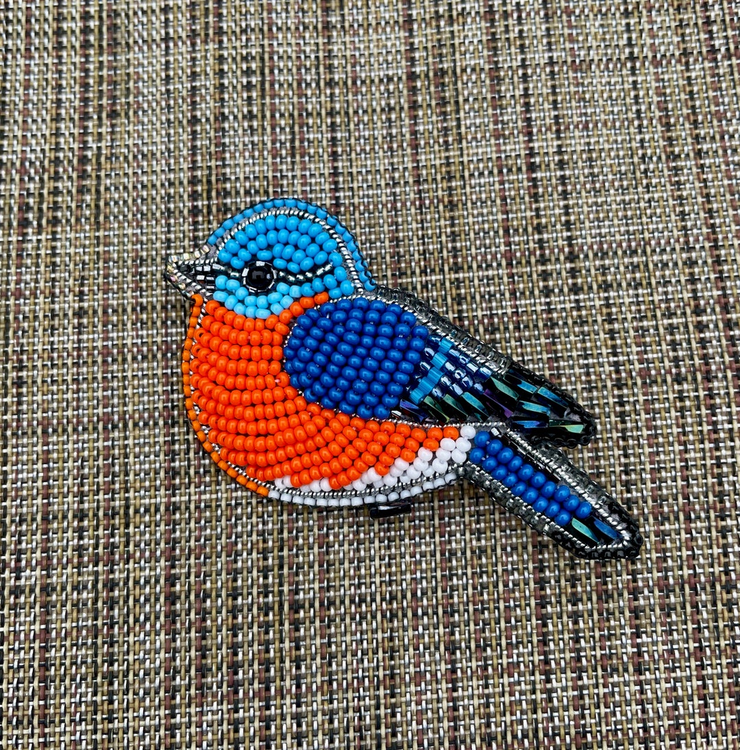 Blue Bird Brooch, Blue Bird Pin, Bird Jewelry, Gift for Mom, Beadwork ...