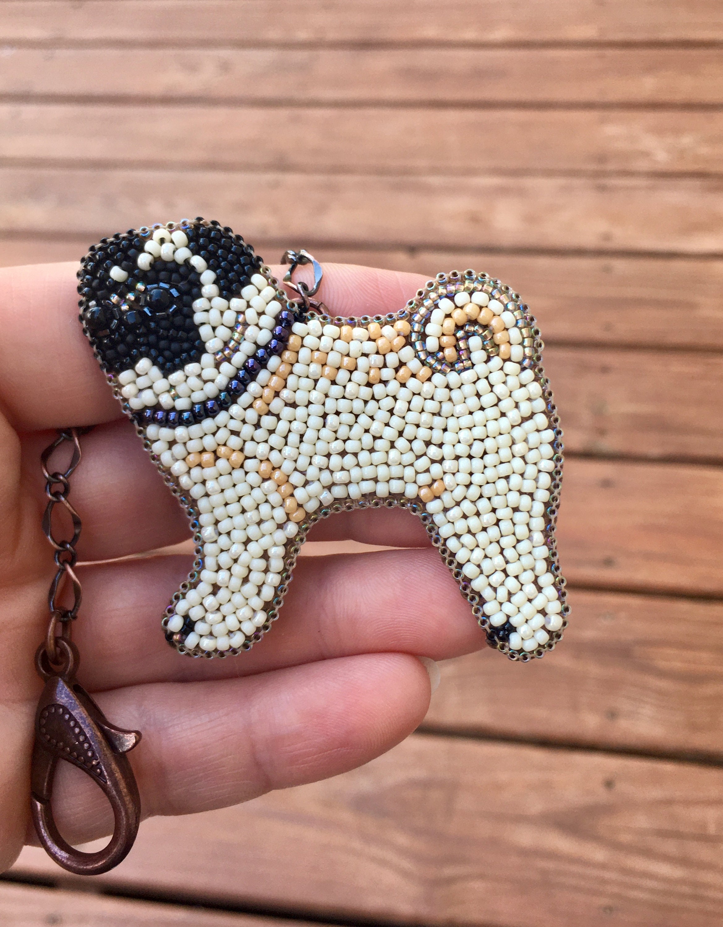 Pug Keychain Pug Handbag Charm Embroidered Beaded Charm - Etsy