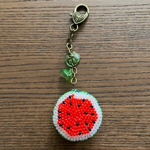 Watermelon Keychain Watermelon Handbag Charm Crochet Beaded - Etsy