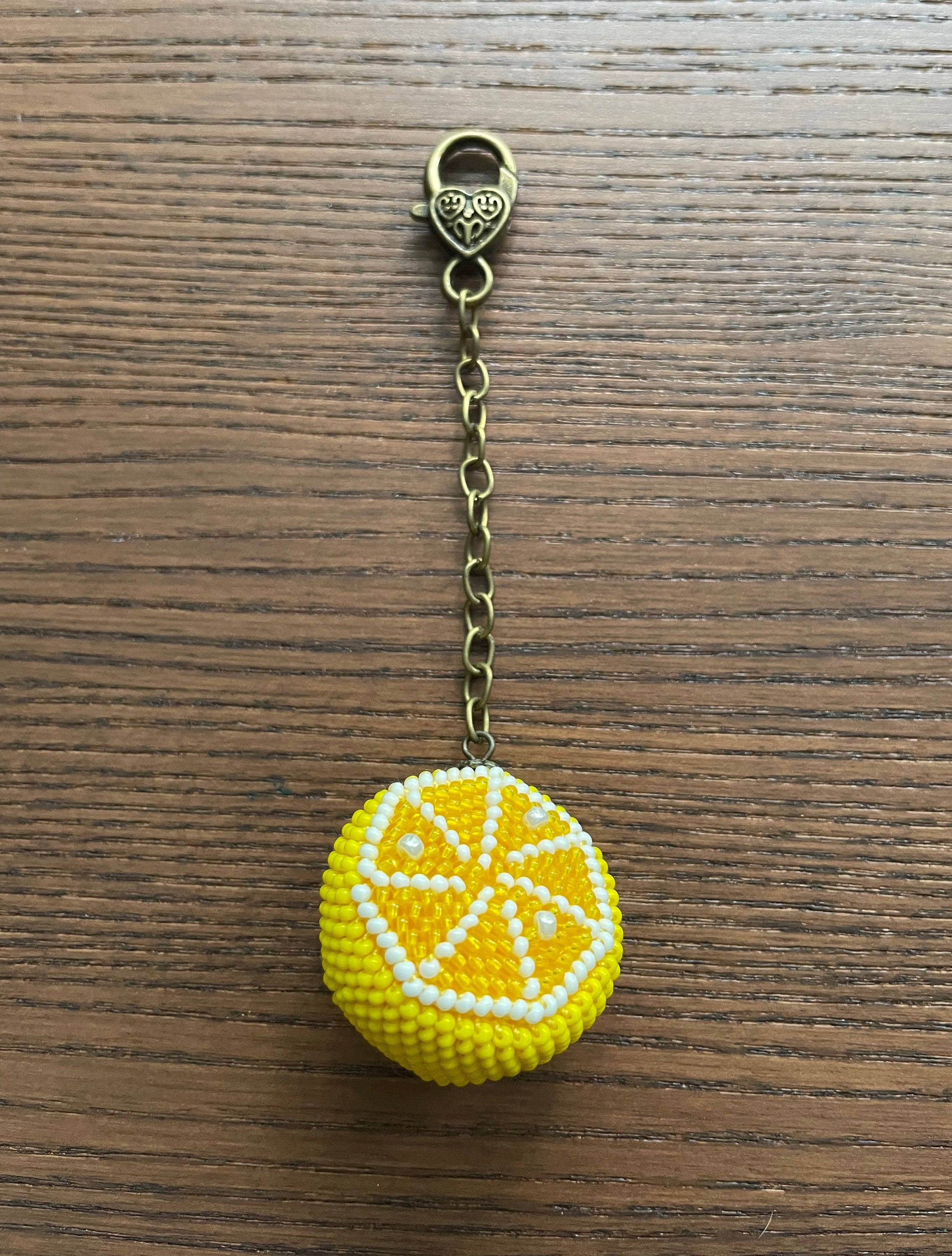 Lemon Keychain, Lemon Handbag Charm, Crochet Beaded Charm, Fruit ...